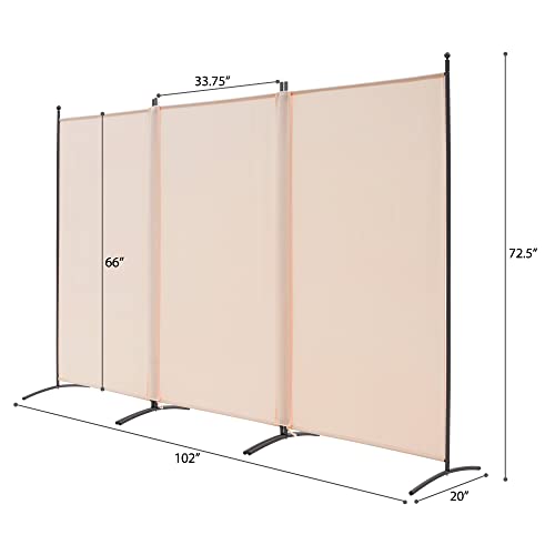Spurgehom Room Divider,3 Panel Folding Partition Privacy Screens, Freestanding Fabric Room Panel, Portable Folding Room Divider Wall for Office, Room,Restaurant,102" W X 71" H Beige
