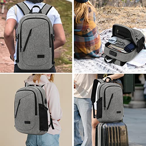 Laptop Backpack for Travel, 17.3 in for Men Women with USB Charging Port & Lock & Camping Utensils Set - Portable & Reusable Metal Travel Flatware