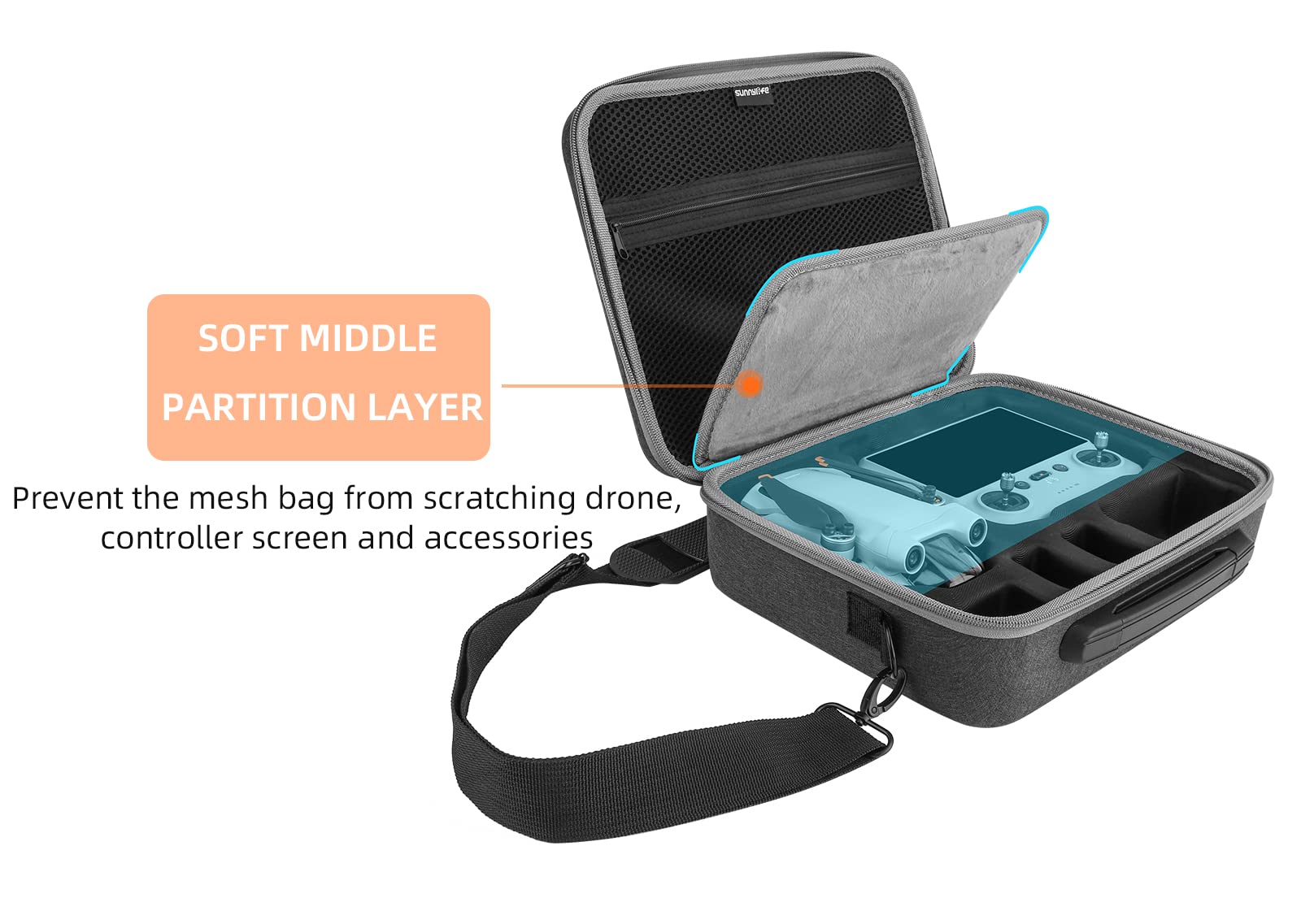 Mirvyagr Mini 3 Pro Portable Carrying Case,6 Batteries Storage Space,Large Capacity Travel Bag Compatible With DJI Mini 3 Pro Accessories(RC/RC-N1)