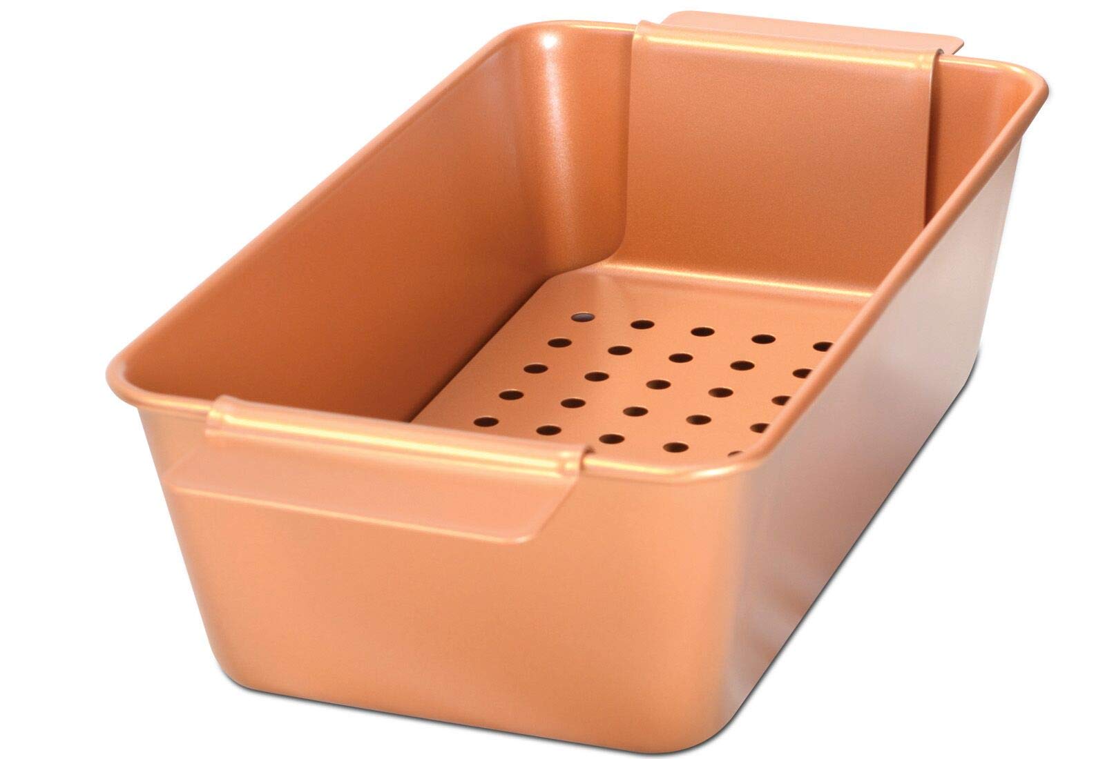 Meatloaf Pan professional Healthy Non-Stick Copper Coating 2-Piece With Removable Tray Drains