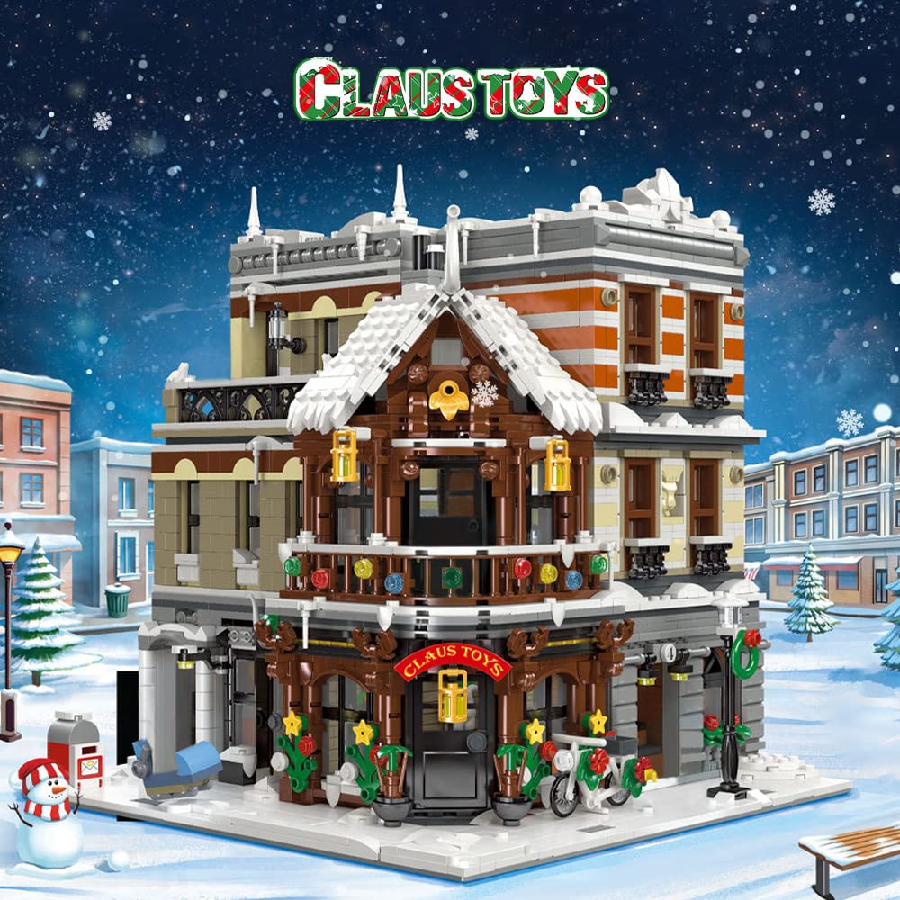 MISINI 89143 Claus Toys Shop Building Block Set,Christmas Themed House Building Kit, 2955 Piece Modular House Model Building Set