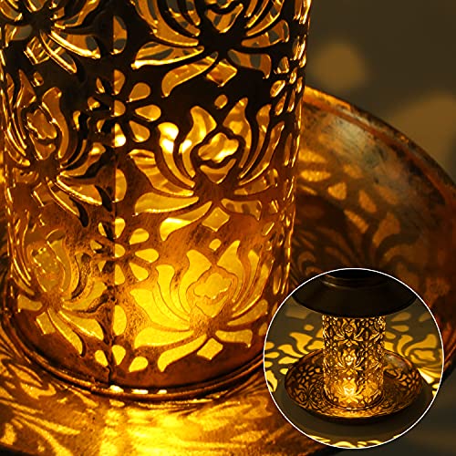 OLIKER Solar Bird Feeder Decorative Metal Panels Hanging Bird House with Light for Feeding Wild Bird Feeder Outdoors Hanging Gift for Bird Lovers Outdoor Garden Backyard Decoration