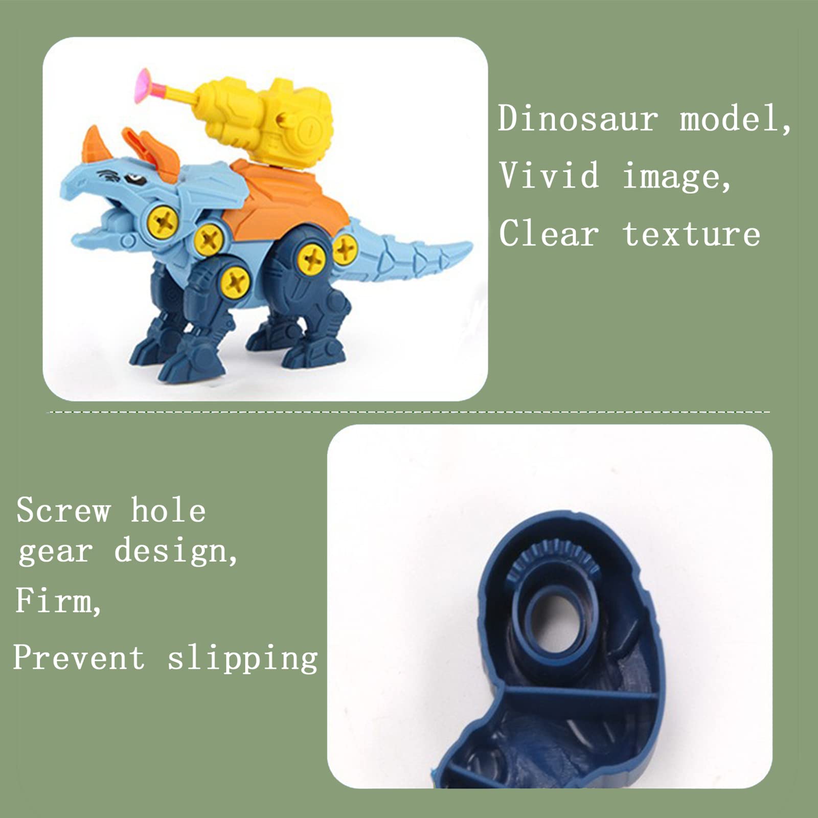 OriCraft Disassembly and Assembly of Dinosaur Toy, Educational Building Construction DIY Toys, Cool Ejection Function, Parent-Child Interactive, Birthday for Children and Youth（Triceratops）