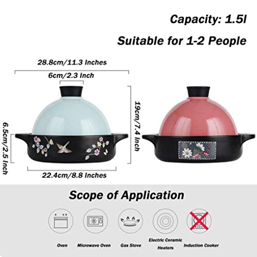 MYYINGBIN Moroccan Tagine Pot Ceramic Slow Cooker Suitable for Oven Microwave Oven Gas Stove Electric Ceramic Stove, 1.5 Liter, Pink