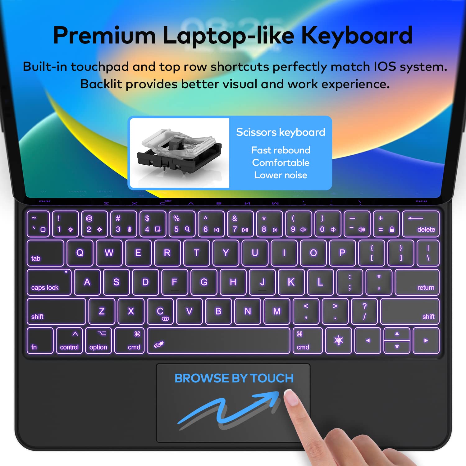 runelk Keyboard Case for iPad Pro 11 inch 2022-4th Generation / 10.9” Air 5th Gen – Magic-Style Keyboard Case with Multi-Touch Trackpad Compatible with iPad Pro 11” 1st /2nd /3rd /& Air 4th Gen.
