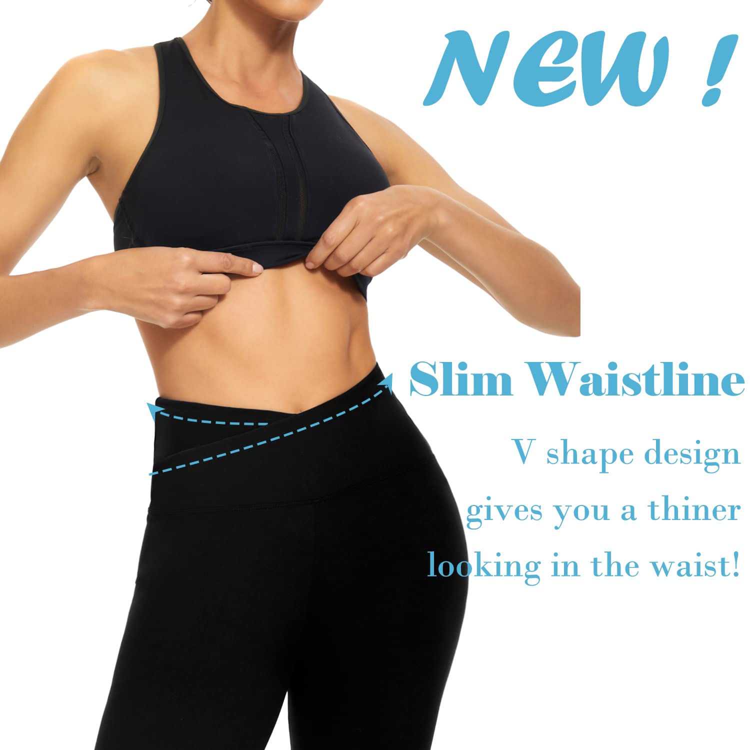 NEW YOUNG Crossover Leggings for Women,Tummy Control High Waisted Workout Yoga Pants Black Leggings Running Tights