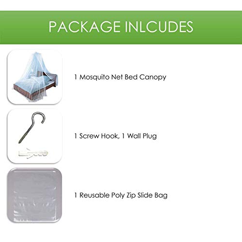 Mosquito Net, Bed Canopy Hanging Circular Curtain Netting for Single to King Size, Quick Easy Installation, Use to Cover The Baby Crib, Kid Bed, Girls Bed Or Full Size Bed