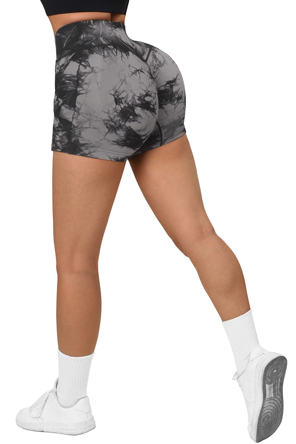 MOOSLOVER Women Seamless Booty Biker Shorts Scrunch Butt Lifting High Waisted Workout Shorts(S,#16 No Scrunch Black-4")