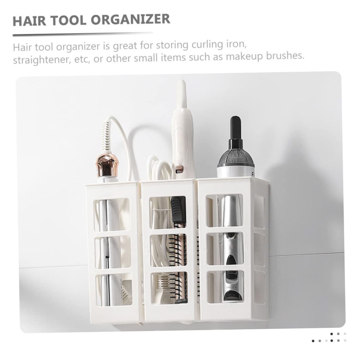 PRETYZOOM 2pcs Curling Iron Storage Box Hair Dryer Holder Wall Mounted Hairdryer Holder for Bathroom Locker Organizer Shelf Curling Steamer Brush Holder No Punching Plastic White