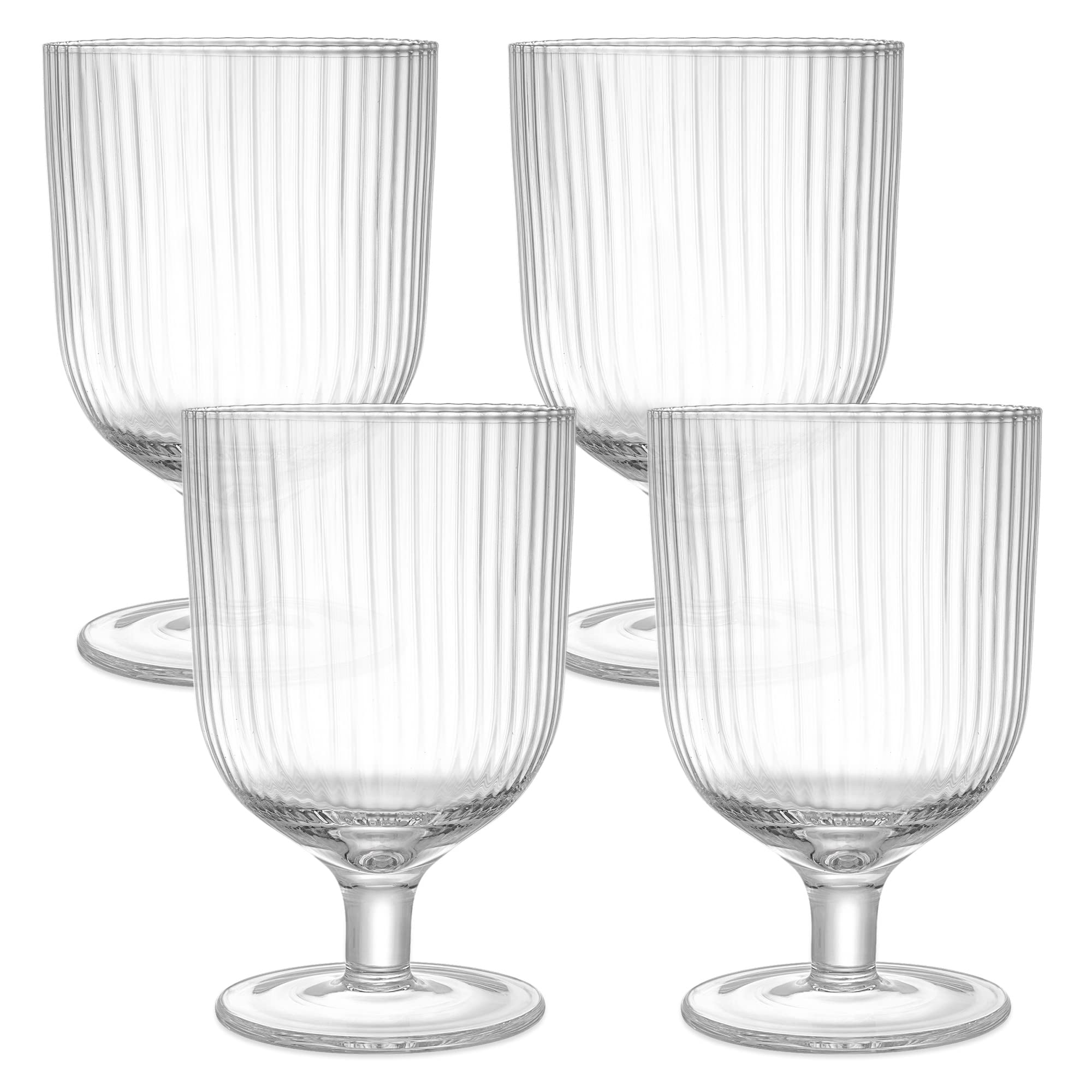Navaris Snifter Glasses (Set of 4) - 10 oz Glass Snifters for Whiskey, Wine, Brandy, Drinks, Desserts - Decorative Fluted Glassware - Dishwasher-Safe