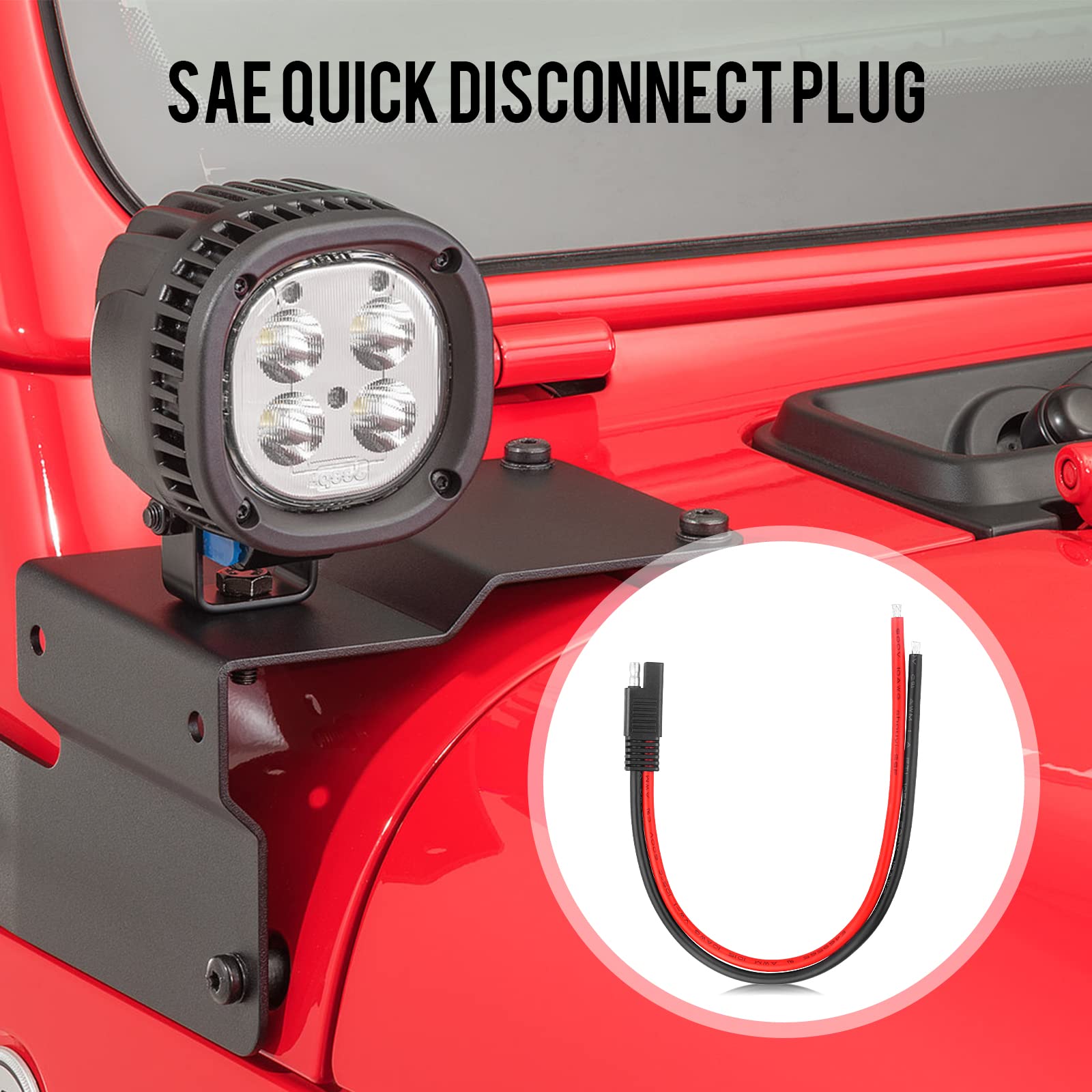 PAEKQ 10AWG Weatherproof Solar SAE Power Socket Sidewall Port SAE Quick Connector Harness Plug and SAE Connector Extension Cable for Solar Panel RVs Motorcycle Generator Battery Charger(1FT)