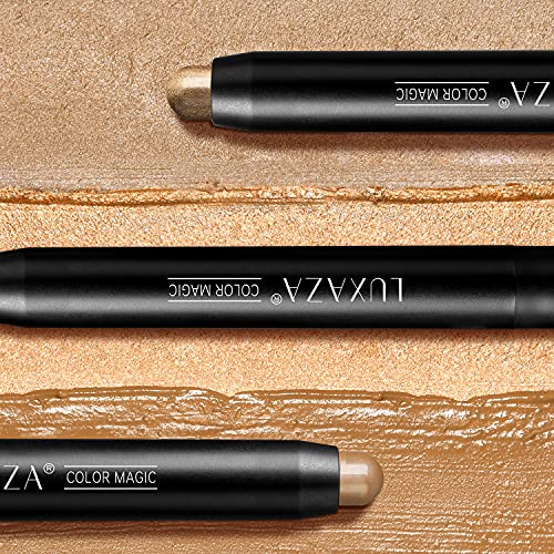 LUXAZA 3Pcs Neutral Eyeshadow Stick Set, Shimmer Brown And Metallic Cream Eyeshadow Pen,Long Lasting Waterproof Smoky Eye Makeup…