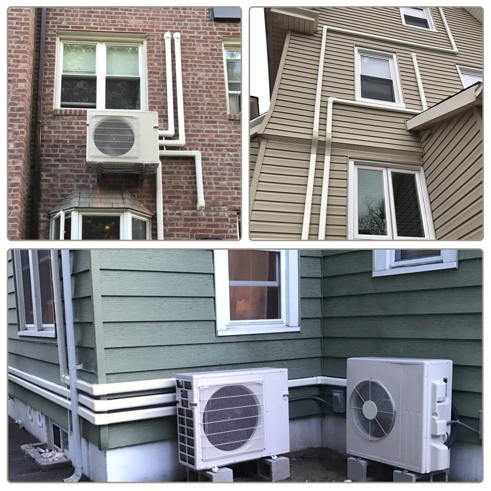LILIJIA 3" 8Ft Decorative PVC Line Set Cover Kit for Mini Split Air Conditioners and Heat Pumps