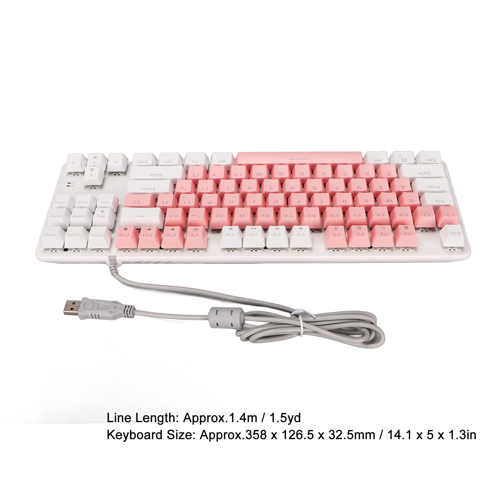 Pomya RGB Backlit Keyboard, 87 Key Mechanical Gaming Keyboard, USB Wired Mechanical Keyboard, Blue Switch for PC Laptop Desktop Computer(Pink White)