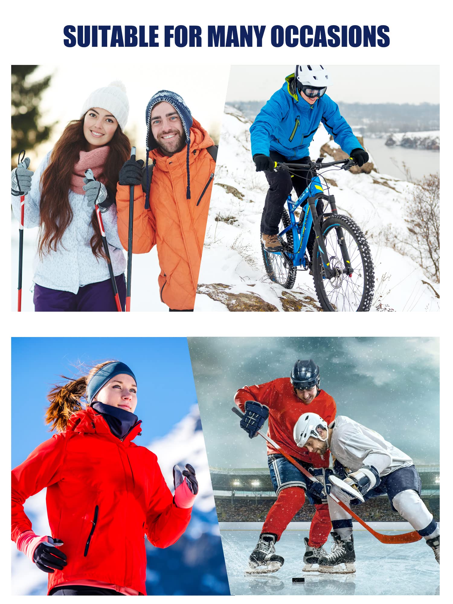 Newcotte 6 Pairs Winter Arm Warmer Thermal Cycling Strap Compression Arm Cover with Thumb Holes for Man (Multicolor, Medium)