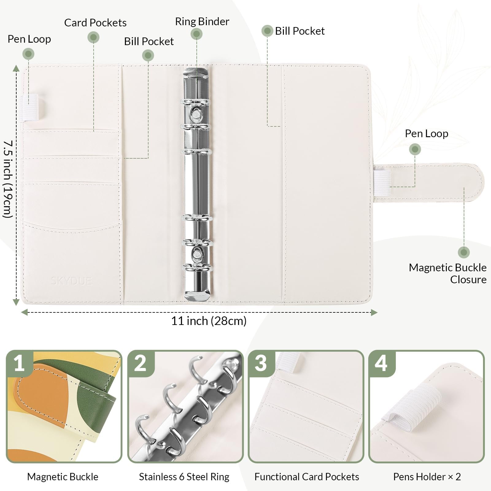 SKYDUE A6 Budget Binder with Cash Envelopes, Money Saving Binder Includes Expense Budget Sheets, Challenge Trackers, and Category Labels, Boho Budget Binder & Challenges Book Combo for Saving Money