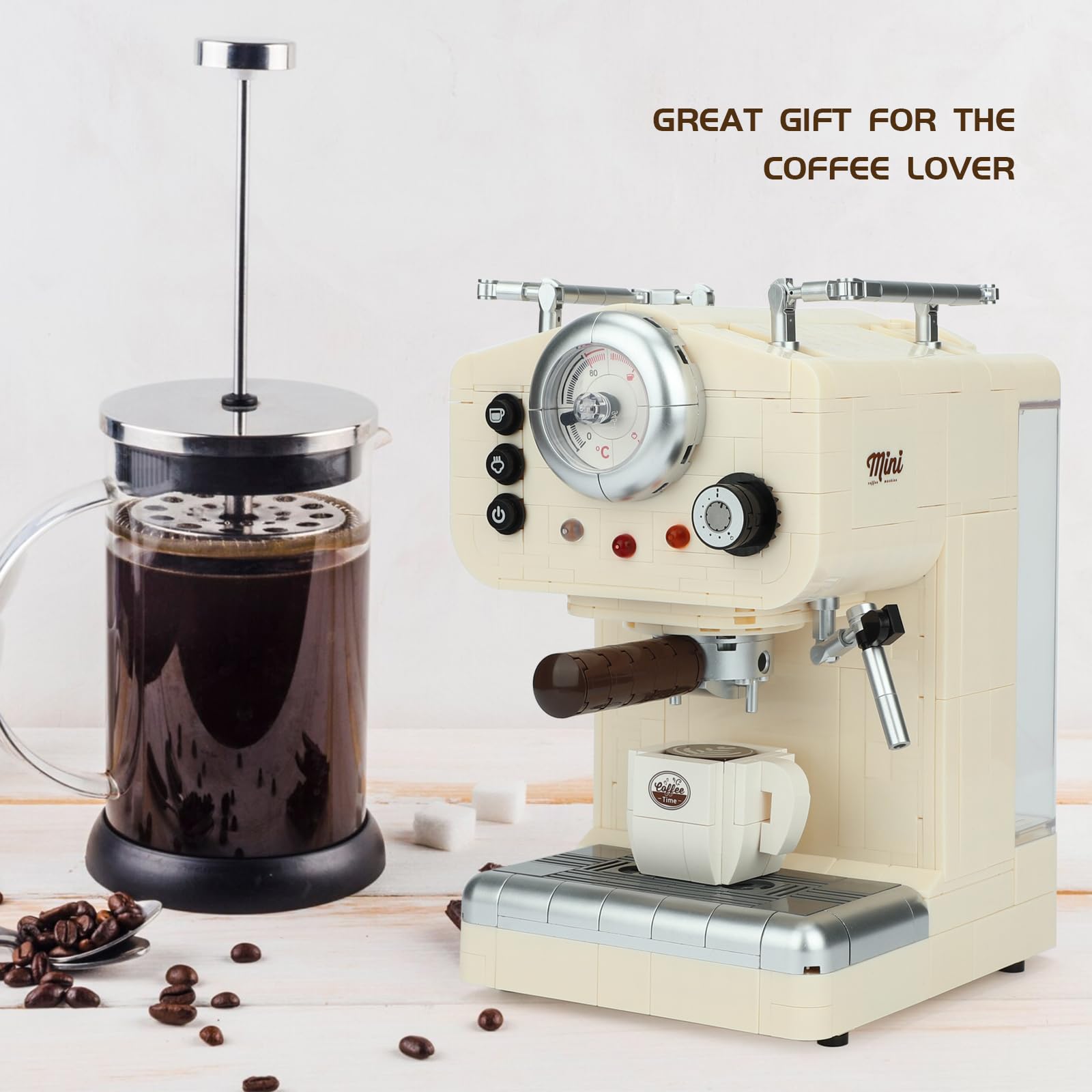 NEWABWN Coffee Machine Toy Building Set, Compatible with Lego Home Décor Accessories for Adults, Cute Building Blocks Set for Couples, Mother's Day Decoration(678 Pieces)