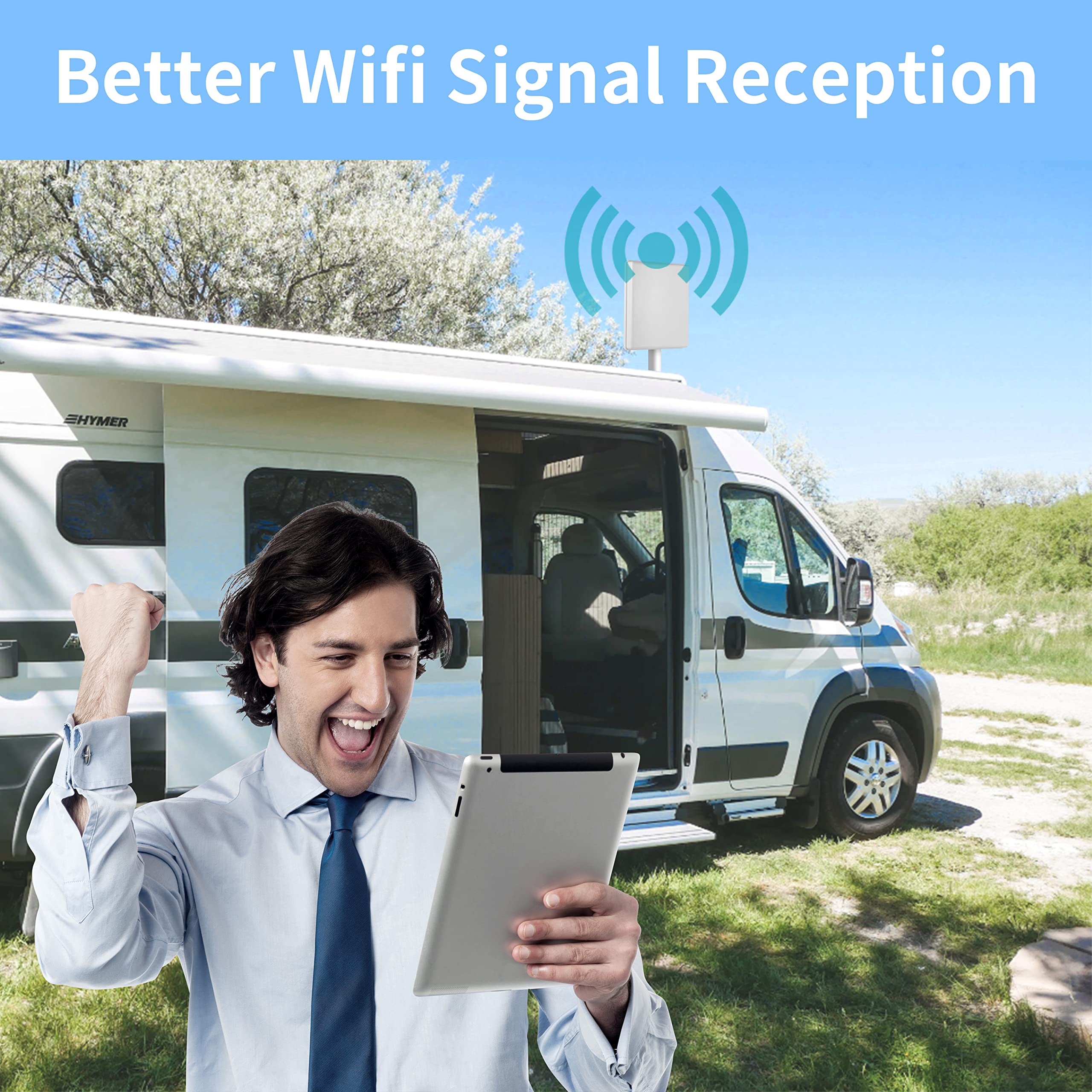 Outdoor 15dBi Dual Band WiFi 2.4GHz 5GHz 5.8GHz Long-Range Directional Panel Antenna with 10Ft Cable for WiFi Router Wireless Network Card Security IP Camera Video Surveillance Monitor, Eifagur