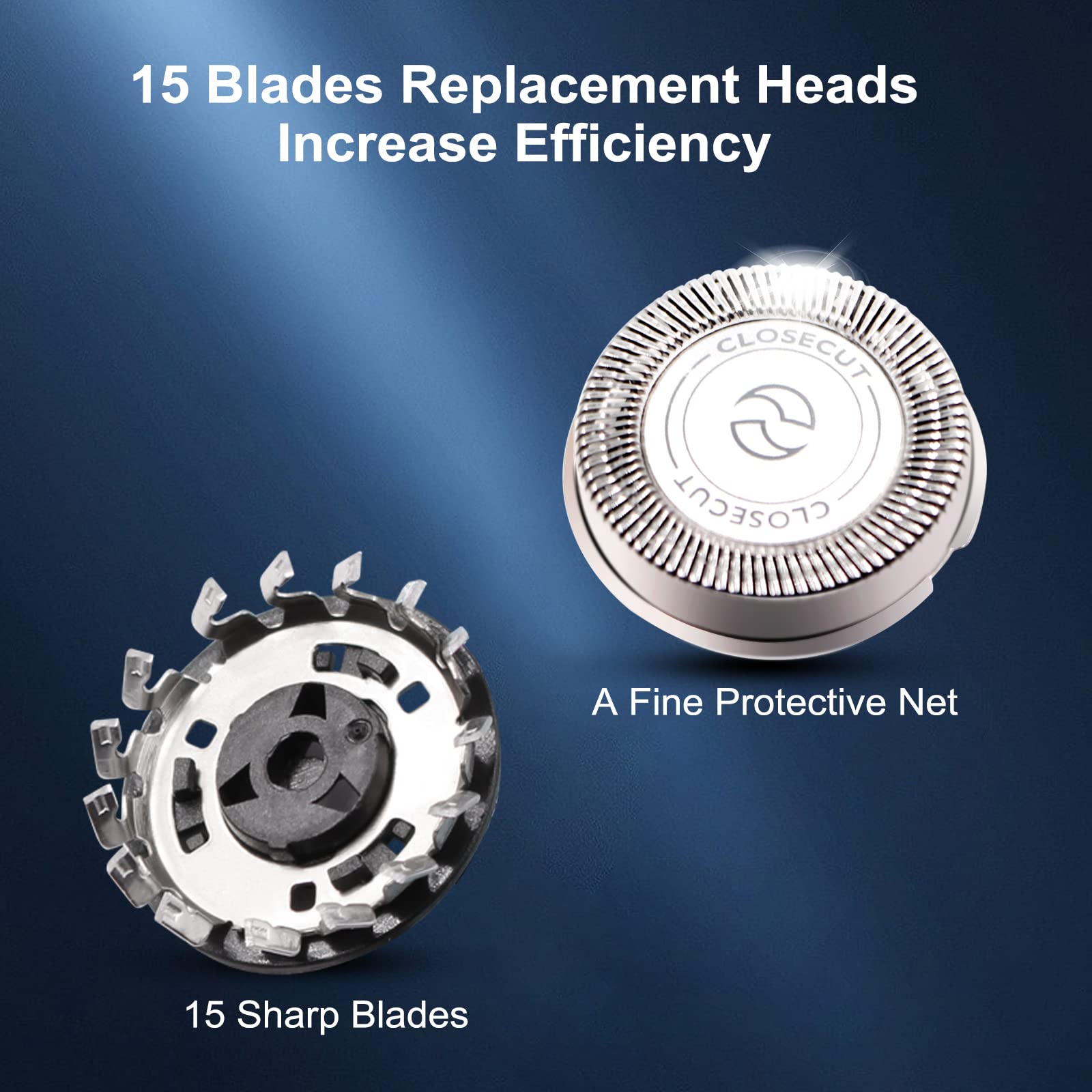 SH30 Replacement Heads for Philips Norelco Shaver Series 3000, 2000, 1000 and S738, with Durable Sharp Blades (Pack of 3)
