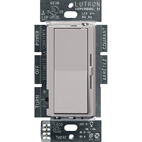 Lutron Diva LED+ Dimmer Switch for Dimmable LED, Halogen and Incandescent Bulbs, 150W/Single-Pole or 3-Way, DVCL-153P-GR, Gray