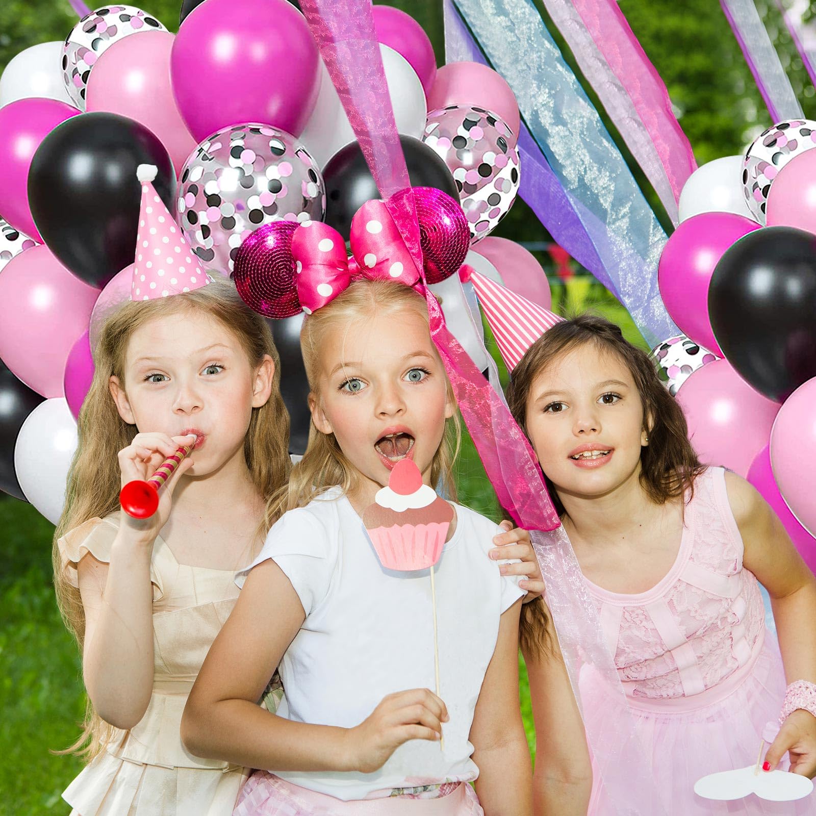 White Pink Rose Red Black Balloons and Confetti Balloon for Birthday Baby Shower Wedding Graduation Party Decoration