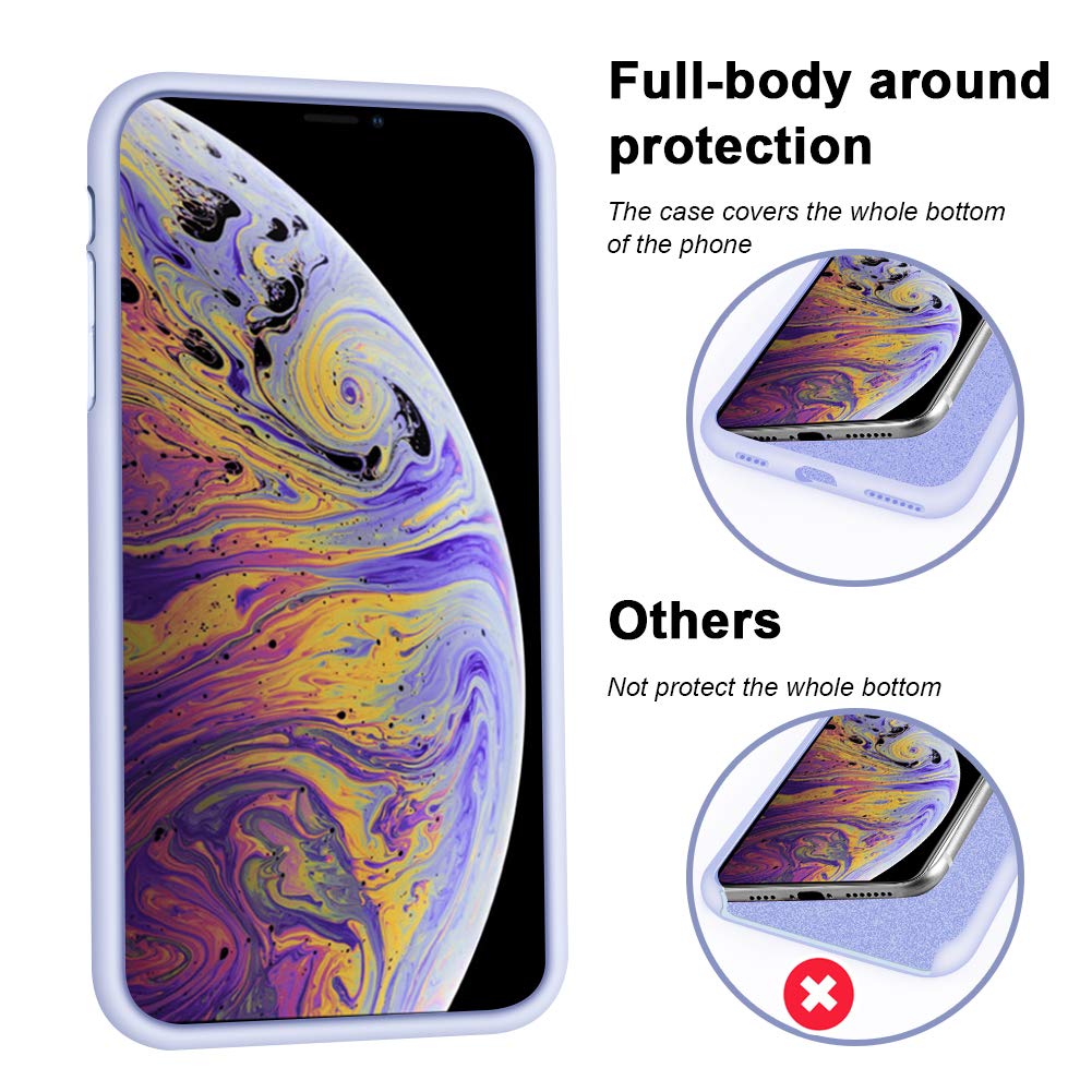 iPhone Xs Max Case, Anuck Soft Silicone Gel Rubber Bumper Case Anti-Scratch Microfiber Lining Hard Shell Shockproof Full-Body Protective Case Cover for Apple iPhone Xs Max 6.5" 2018 - Light Purple