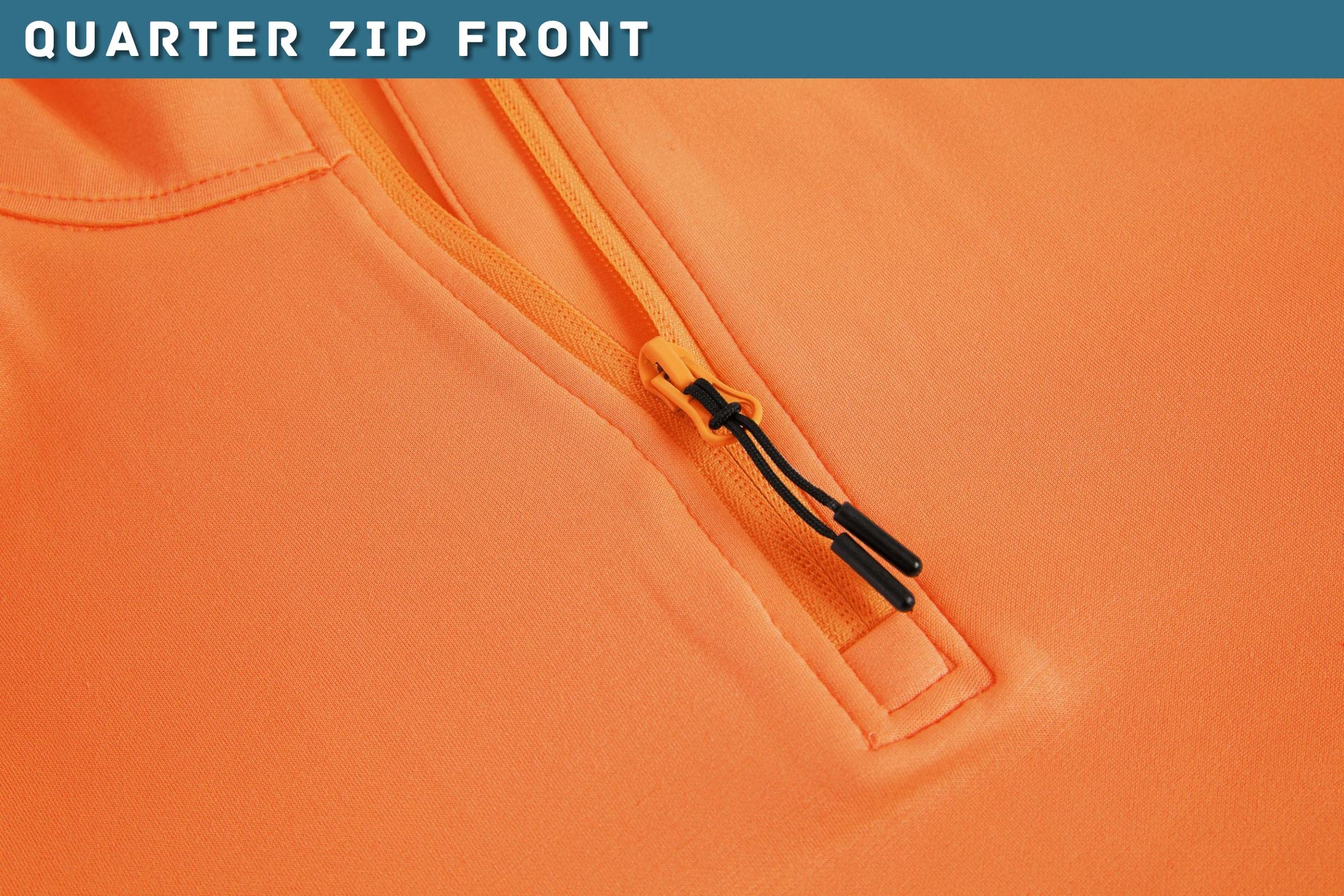 Mens Quarter Zip Athletic Pullover Long Sleeve Dry Fit Active Sports Sweatshirt Running Outdoor Shirts Orange