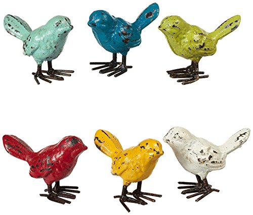 Mini Cast Iron Bird Figurine - 2 inch (White)