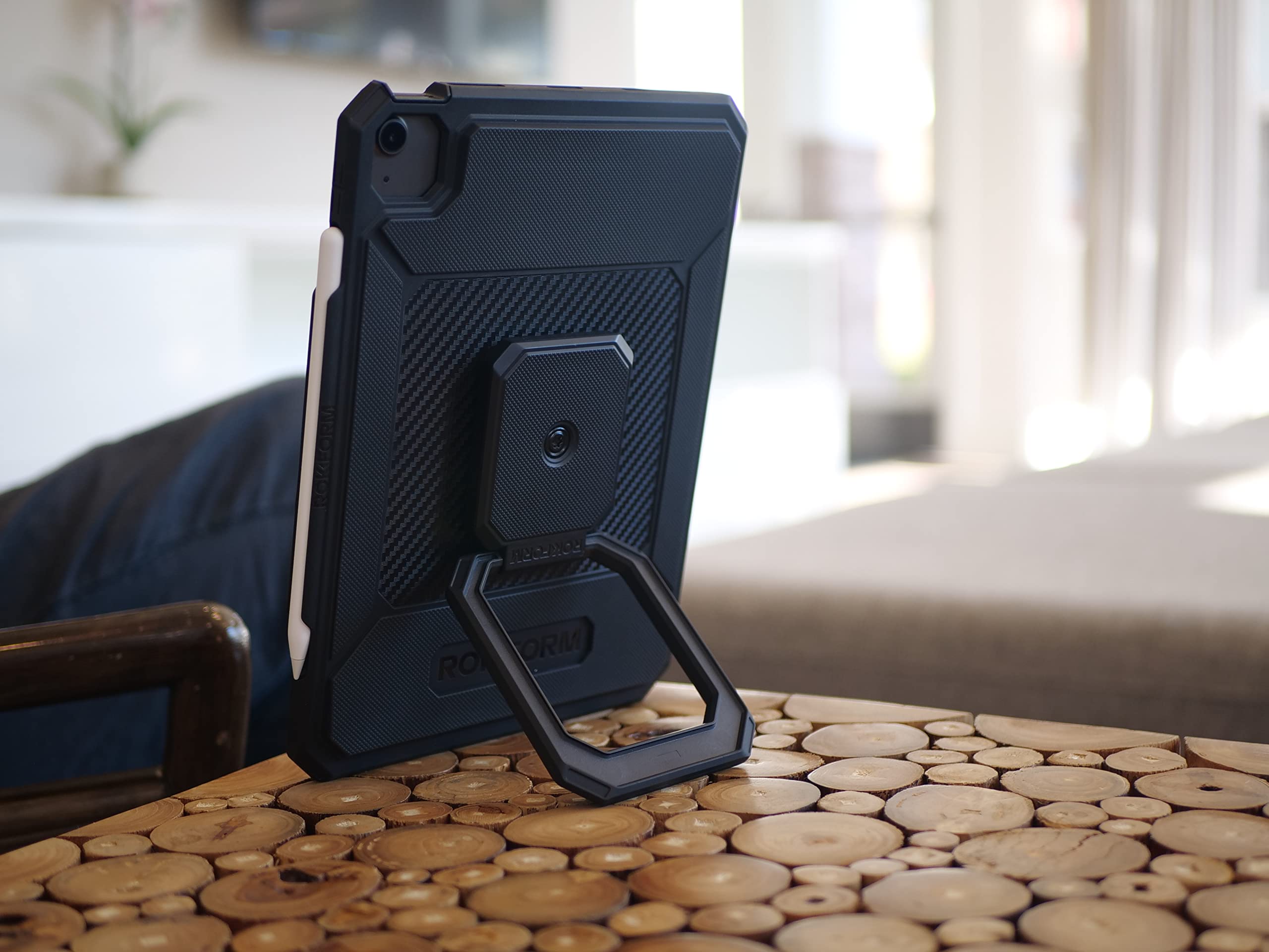 Rokform - iPad Kickstand Grip, Adjustable for Portrait and Landscape Mode, Folds Flat, Doubles as Handle, Compatible with The Rugged iPad Case (Black)