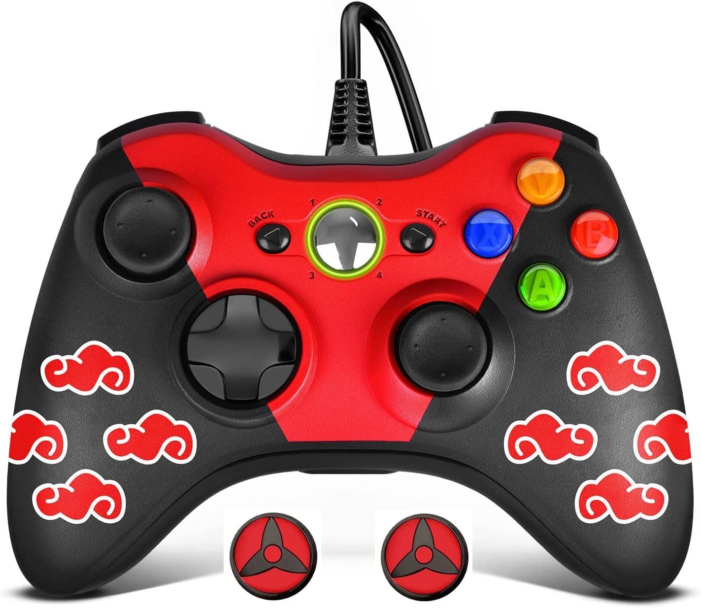 Red Wired Controller for Microsoft Xbox 360/Slim/PC Windows , Gamepad Joystick Controller Remote for Xbox 360/Slim with Double Shock