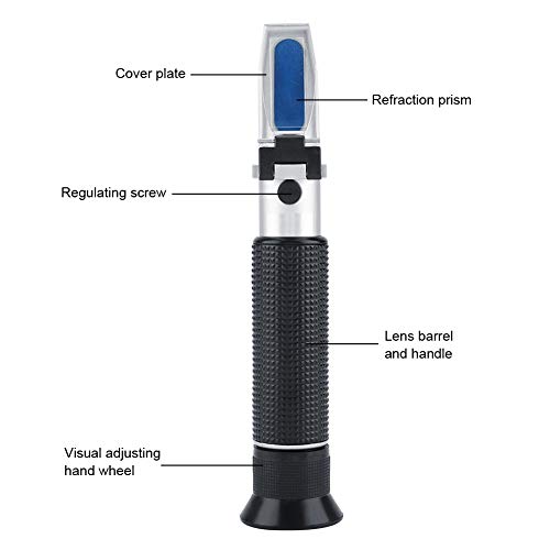 Refractometer,3 in 1 Brix Refractometer Salinometer, Portable Food Sugar Salinity Gravity Meter Tester for Measuring Sugar Content in Fruit, Honey, Maple Syrup and Other Sugary Drink, Refractomet