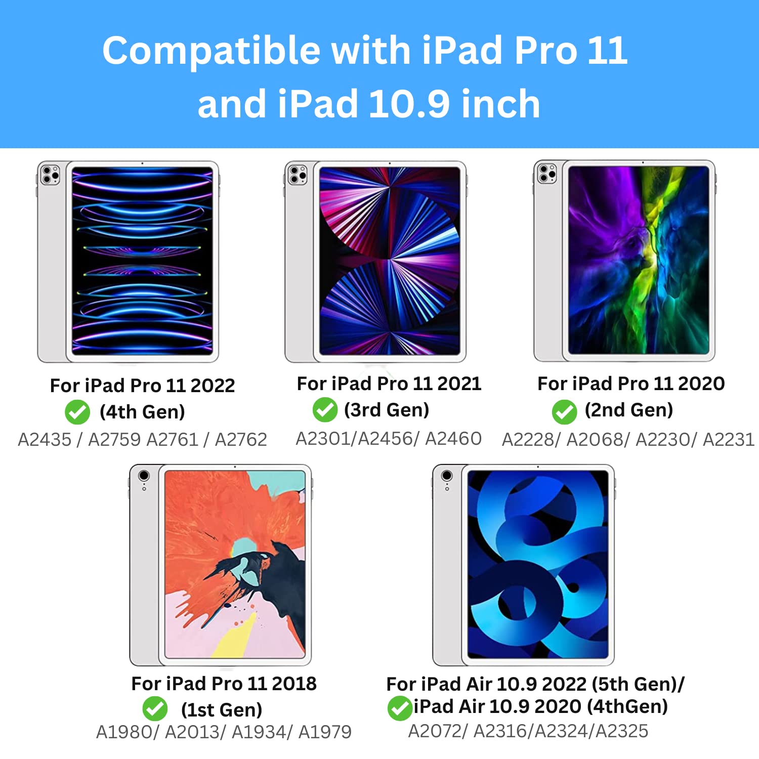 runelk Keyboard Case for iPad Pro 11 inch 2022-4th Generation / 10.9” Air 5th Gen – Magic-Style Keyboard Case with Multi-Touch Trackpad Compatible with iPad Pro 11” 1st /2nd /3rd /& Air 4th Gen.