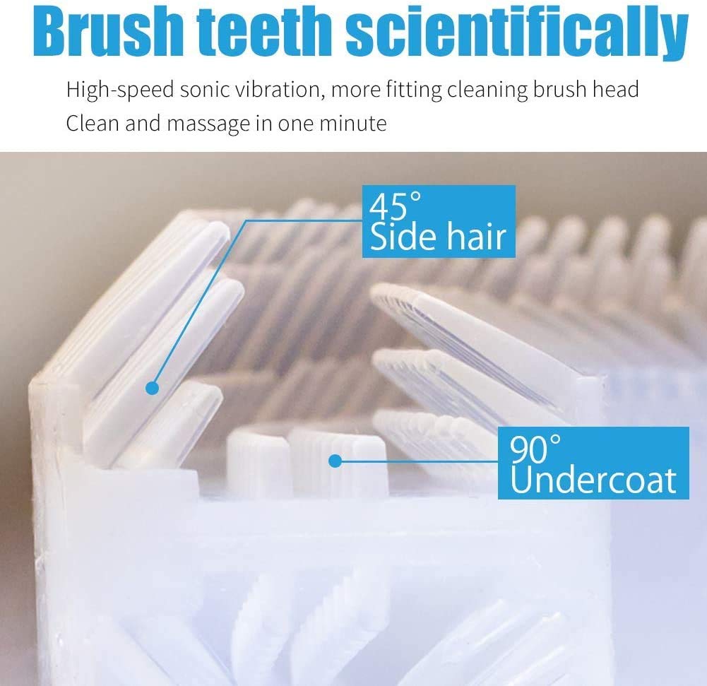 Rolg Ultrasonic Automatic Toothbrush,Ultrasonic Electric Toothbrush and 30'' Automatic Timer, 360 Toothbrush Wireless Charging Toothbrush Washable Travel Home Dual-use, White