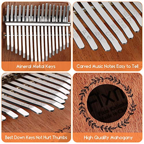 Kalimba, FIXM 17 Keys Thumb Piano with Protective Case and Study Instruction Tuning Hammer, Portable and Easy to Operate, Perfect Gifts for Beginners and Professionals