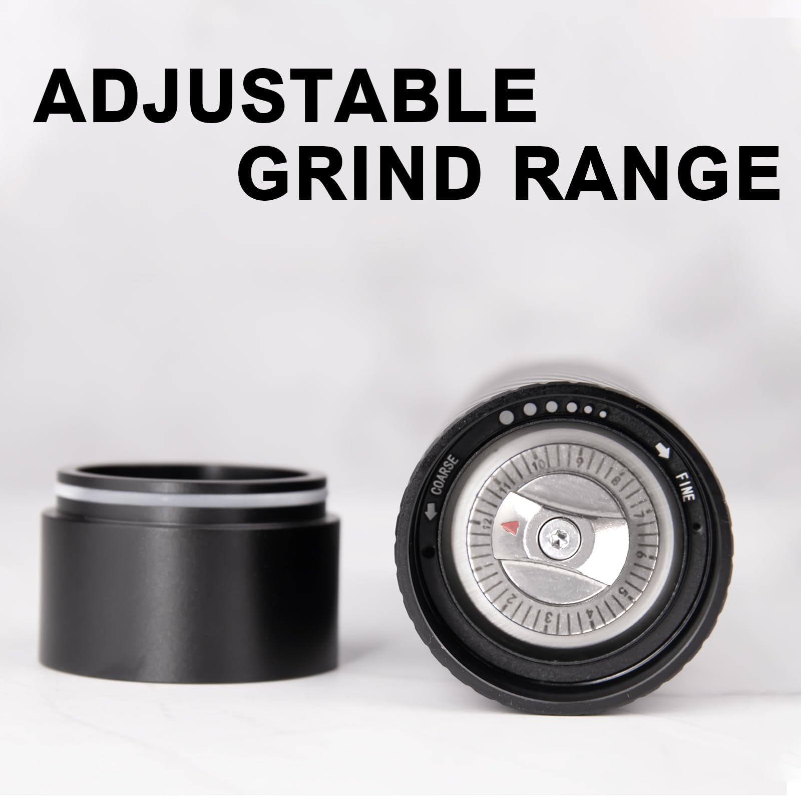 Pepper Grinder, Homnoble Professional Grade Pepper Grinder, Heavy Duty Pepper Mill, Refillable Aluminum Manual Pepper Mill with Adjustable Coarseness and Stainless Steel Blade