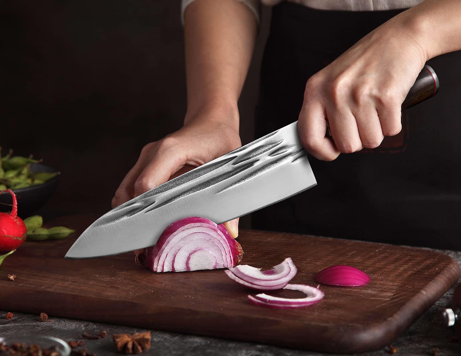 POPSUN Japanese Chef Knife, Sharp Hand Forged Kitchen Chef Knife, Professional 7cr17mov High Carbon Stainless Steel Gyuto Chef's Knife - Rosewood Handle & Gift Box