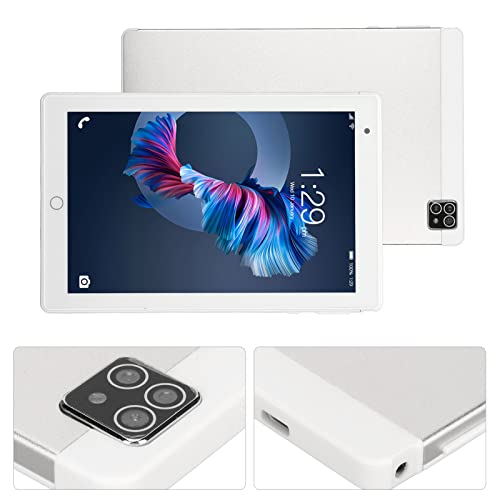 PUSOKEI 8in Tablet PC,Silver,for Android10,RAM 4GB ROM 64GB,Front 2MP Rear 8MP,1920x1200 IPS Tablet for Kids,Dual Card Slot,Dual Band WiFi,BT4.2,GPS
