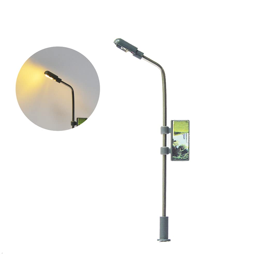 REHOC 20 Pieces Mini Model Railway Lamppost Street Light Warm White HO Scale 1:100 Garden Landscape Light