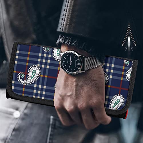 Paisley on Navy Stripe Carrying Case Storage Holder Bag Printed Handbag for Switch Console Game and Slots Cards Accessories