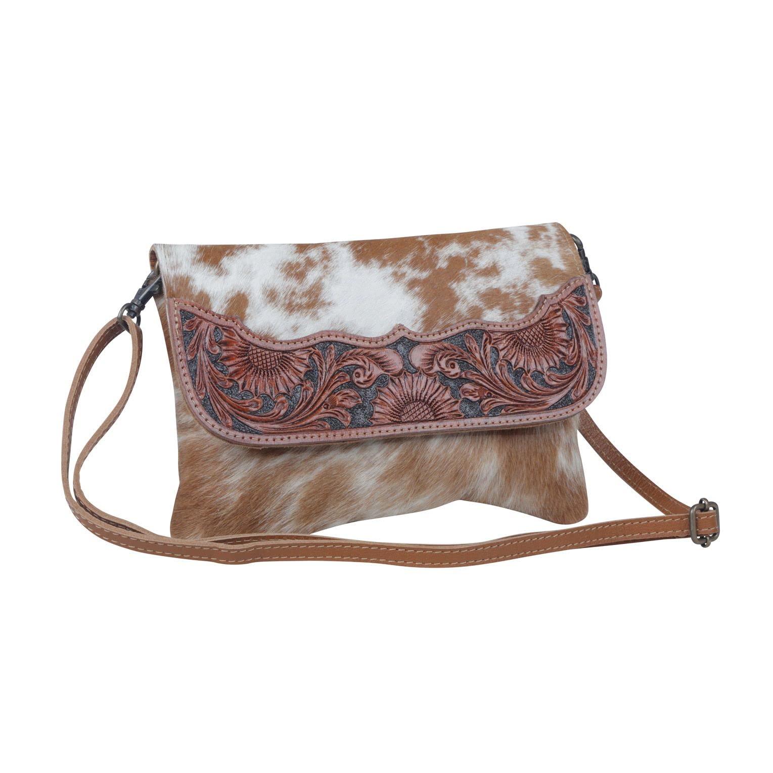 Myra Bag Brown Shells Hand-Tooled Bag S-3996