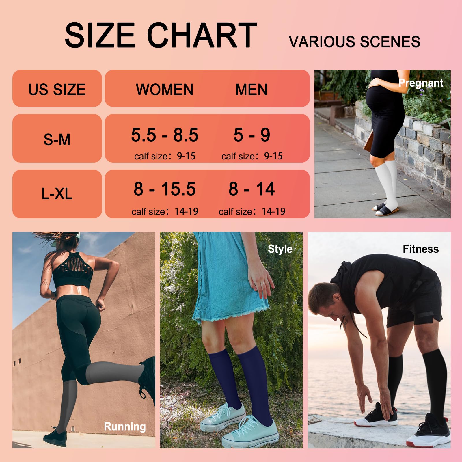 Iseasoo 4 Pairs Compression Socks for Women Men Circulation-Best Support for Nurses,Running,Athletic,Travel L-XL