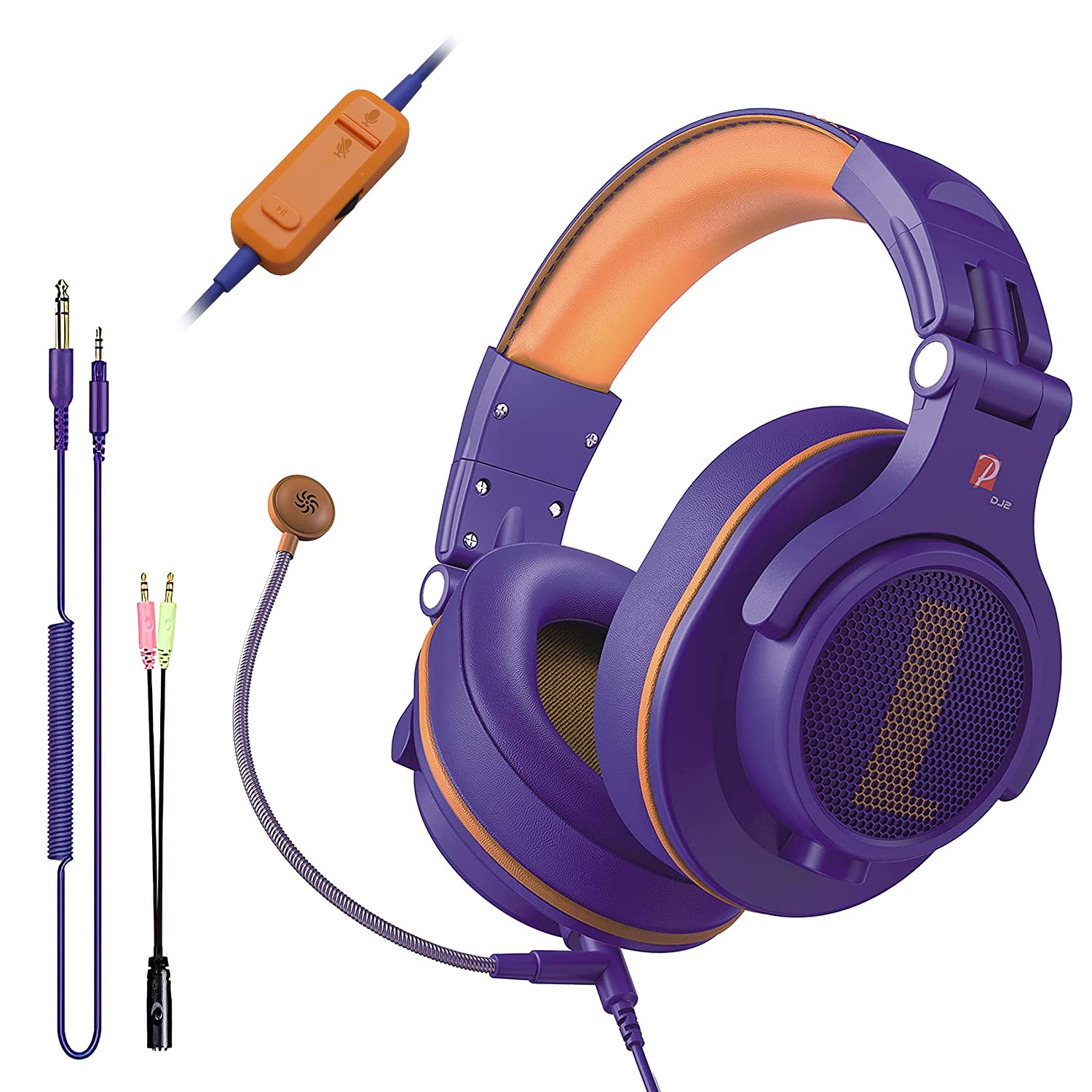 Prosonic DJ2XG Headsets with Boom Mic, Wired Over Ear Headphones for Business Meeting, Skype Zoom, PC Gaming,PS4, Xbox One, Discord, Podcast, Headset with SharePort & Volume Control (Blue)
