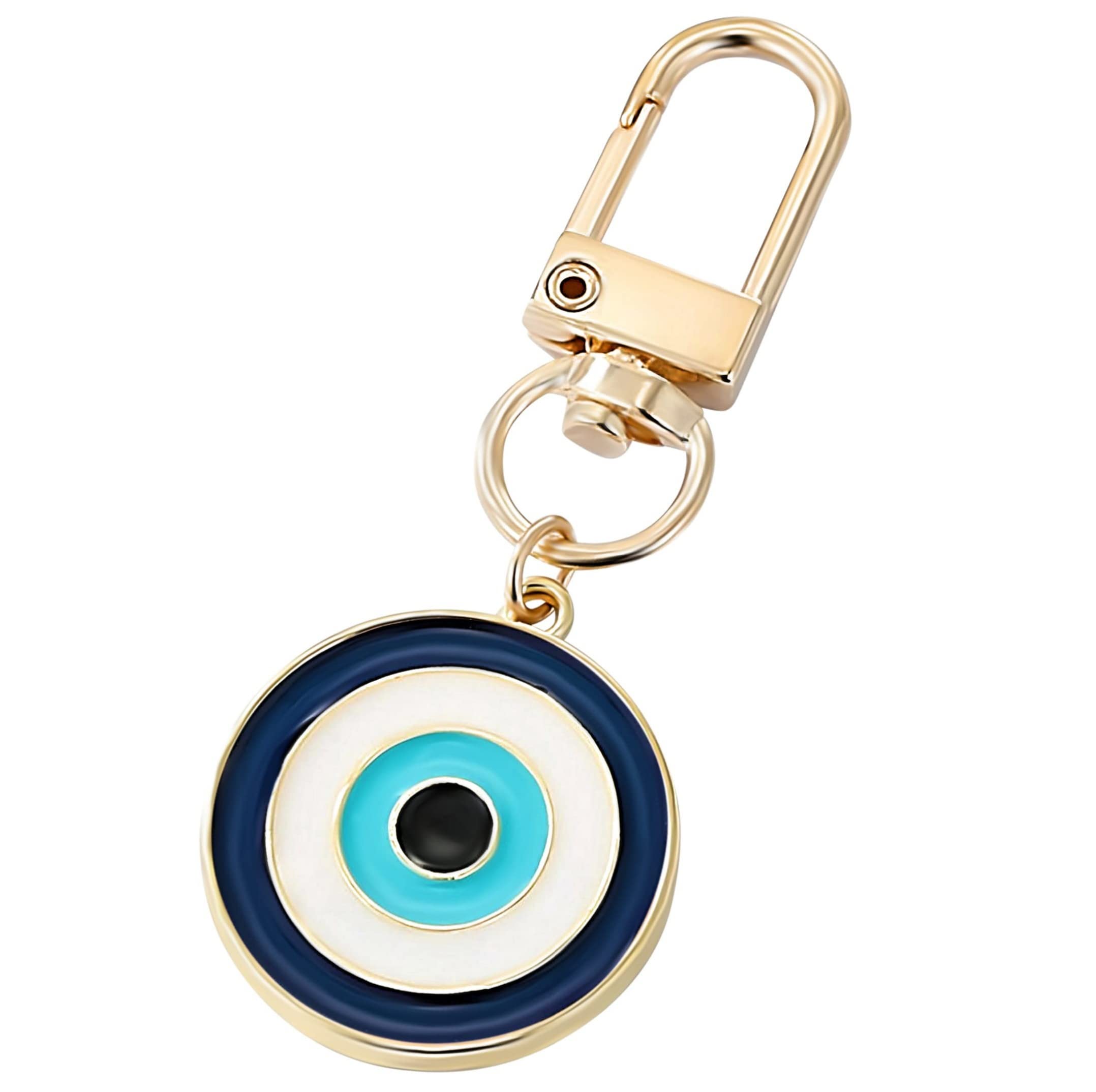 MyfavoriteK Shining Enamel Evil Eye Keychain for Women Protection Good Luck Charms Key Chain for Car Keys Holder Bag Purse (Blue)