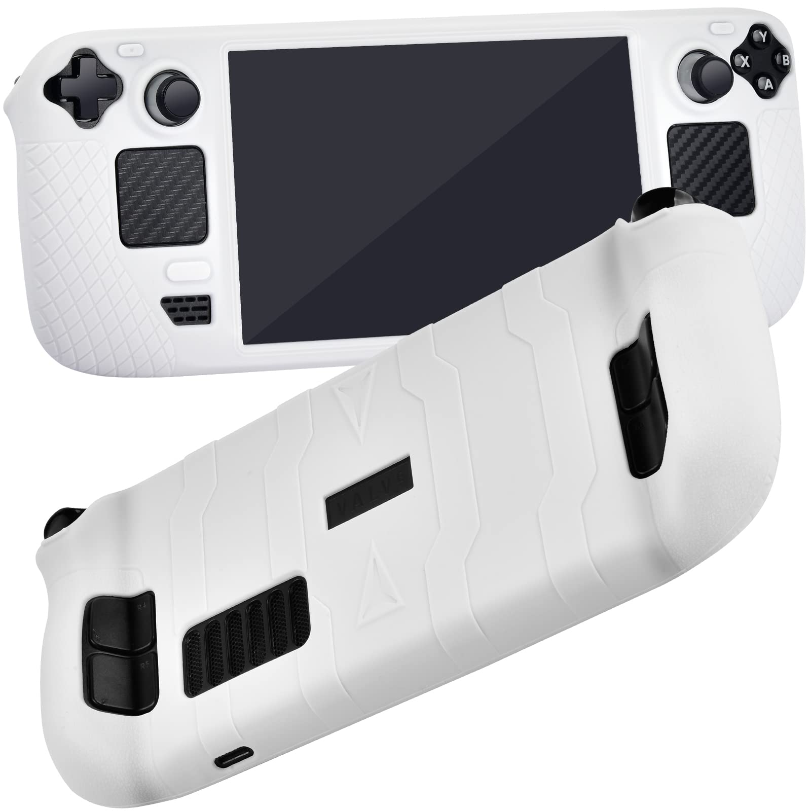 PAIYULE Silicone Case Compatible with Steam Deck Console, Protective Protector Soft Skin Stand Holder Cover Accessories, Travel Carrying Rubber Pouch Holder(Cover Only)-Grey