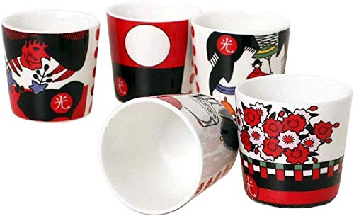 LENITH] Korean Funny Soju Shot Glasses Sets, O-Kwang Hwatu, Korea Traditional Card Game Printed for Sake, Whiskey, Tequila, Liquor