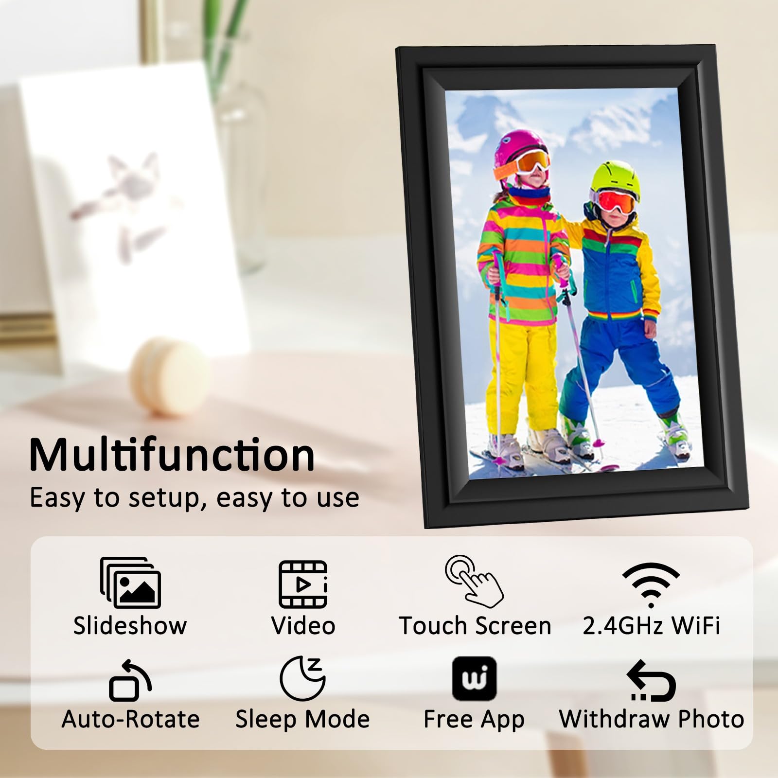 SAMMIX Digital Picture Frame Digital Photo Frame WiFi 10.1 Inch IPS Touch Screen, 16GB Storage, Auto-Rotate,Share Photos and Videos via Free App