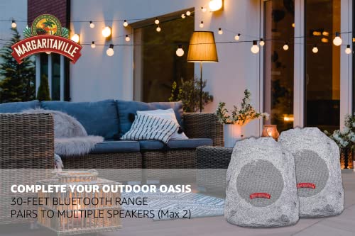 Margaritaville Outdoor Rock Bluetooth Wireless Speaker | Durable Bluetooth Speakers, Fantastic Yard or Patio Decor, IPX-4 Waterproof Rated, Granite Grey “On The Rock