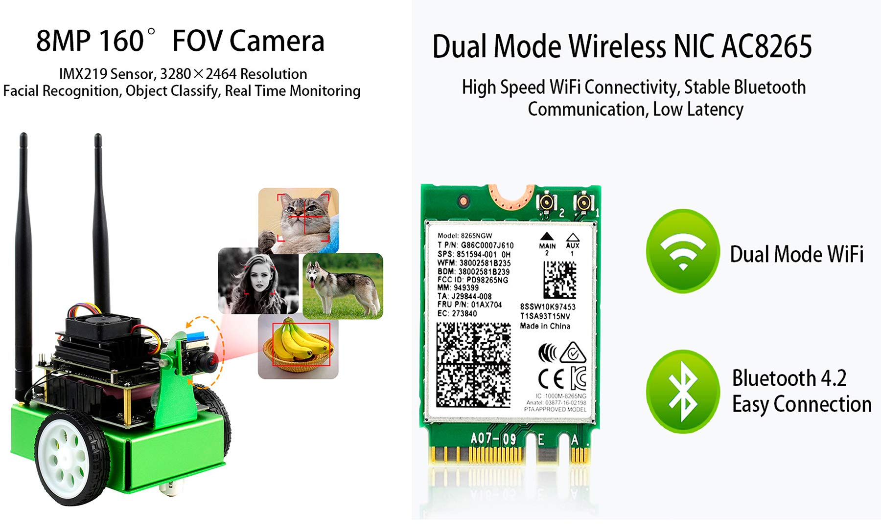 JetBot AI Kit Accessories Compatible with Jetson Nano Developer Kit A02 & B01 Version,to Build JetBot AI Smart Robot (Not Support Jetson Nano 2GB)