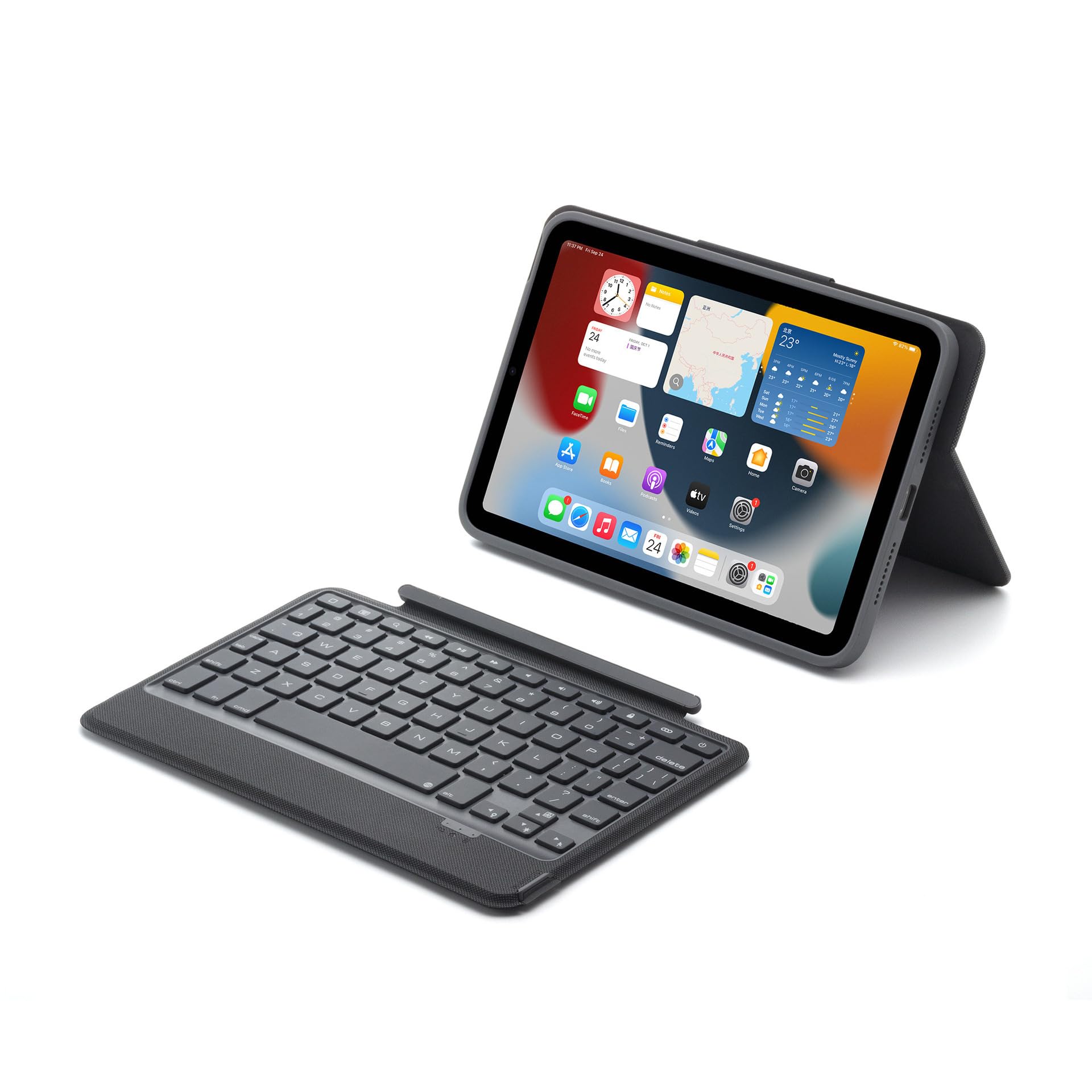 QYiiD for iPad Mini 7 (A17 Pro) Case 2024, iPad Mini 6th Generation Keyboard Case, Magnetic Detachable, Folio Full Protection Shockproof Case, 7 Colors Backlit, Type-C Rechargeable Keyboard, Black