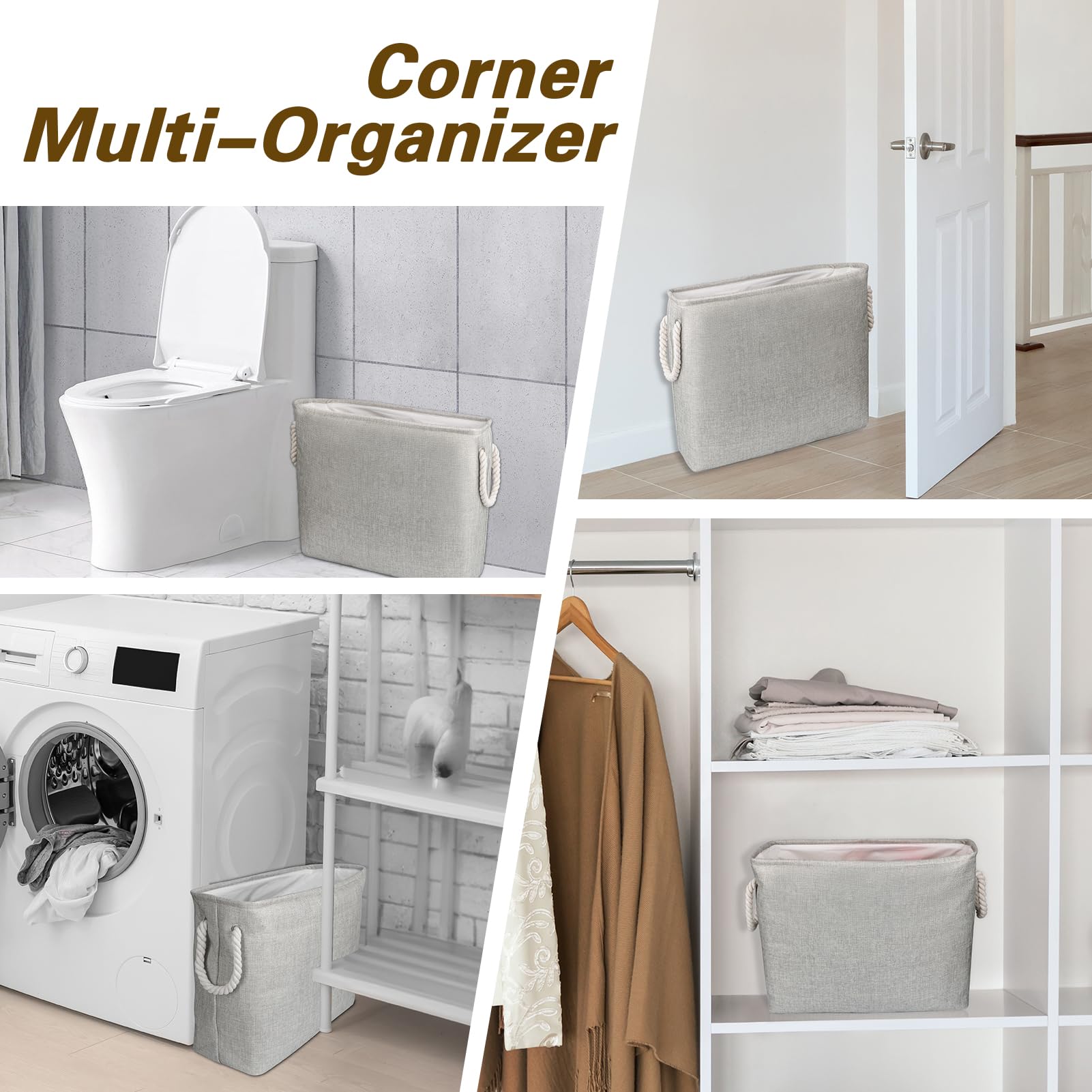 RvioMuqo Large Toilet Paper Storage Basket - Free Standing Holder for Mega Rolls, Bathroom Accessories Organizer, Grey, 1 Pack
